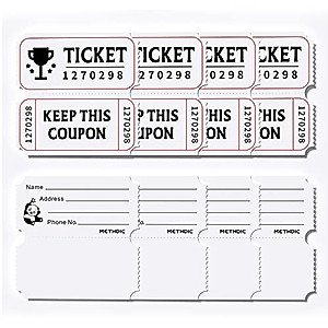 Methdic 2" x 2" 2000 Raffle Tickets Double Roll for Events, Entry, Class Reward, Fundraiser & Prizes Tickets