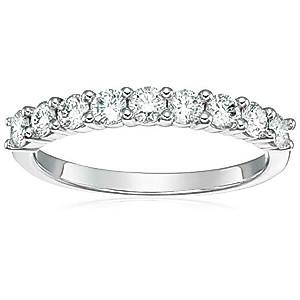 VIR JEWELS 3/4 carat (ctw) Diamond Wedding Anniversary Band for Women, Round Diamond Engagement Ring 14K White Gold 9 Stones Prong Set 0.75 cttw, Size 7