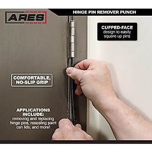 ARES 10062 - Hinge Pin Remover Punch - CNC-Precision Machined - Anti-Corrosion Black Phosphate Finish - 5000 PSI Striking Force