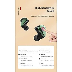 Bluetooth 5.0 True Wireless Earbuds Immersive 3D Stereo Sound Effects, Touch Control (Black)