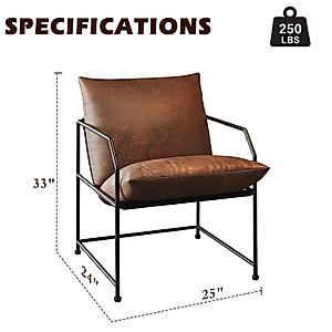 Homy Grigio Sling Accent Chair Set of 2 Mid Century Modern Arm Chair with Metal Frame Upholstered Reading Chair Living Room Chairs for Bedrooms Living Room Home Office,Brown