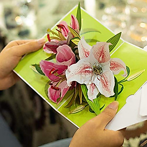 TRUANCE Pop Up Greeting Card Lily Flower- 3D Cards For Birthday, Anniversary, Mothers Day, Thank You Cards, Card for Mom, Congratulation Card, Love Card, All Occasion