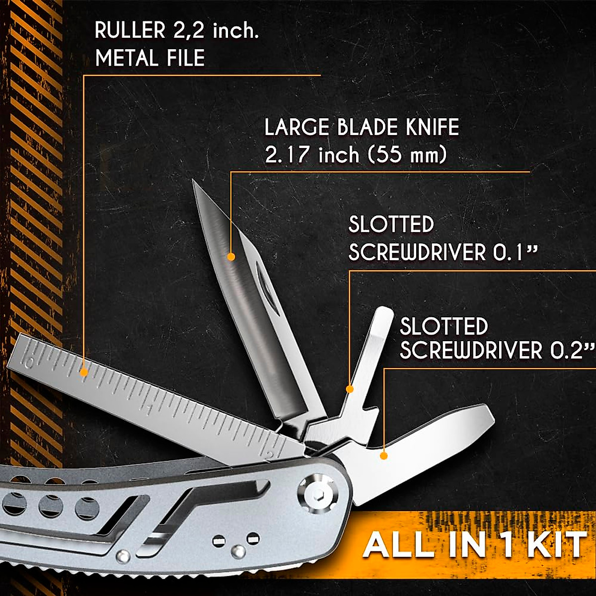 Multitool 24-in-1 with Mini Tools Knife Pliers and 11 Bits - Multi Tool All in One Multi Function Gear for Men Best Multi-tool Kit for Work EDC Camping Backpacking Survival - Great Gift for Men 2238