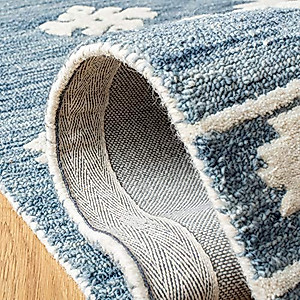 Safavieh Aspen Collection 3' x 5' Navy/Ivory APN550N Handmade Moroccan Boho Tribal Wool Area Rug