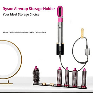 Dyson Airwrap Holder Wall Mount, Storage Holder for Dyson Airwrap Complete, Curling Iron Attachments Rack Dyson Airwrap Organizer, Dyson Airwrap Stand for Bathroom Hair Tool Holder Black, UEMUSI