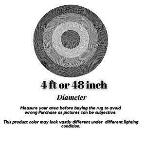 RIANGI Living Room Rug, Boho Area Rugs Braided Rugs, Round Rugs 4ft, Colorful Rugs - Versatile Cotton Round Area Rugs 4ft for Any Space