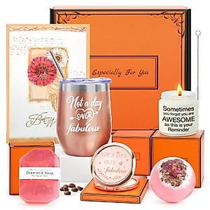 Birthday Gifts for Women, Christmas Gifts Basket for Friends Gifts for Her Girlfriend Sister Mom Unique Gifts Box Jade Roller Soap Mirror Tumbler Candle…