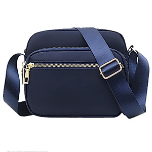 DIHKLCIO Nylon Crossbody Bags for Women Purses and Handbags Women's Casual Messenger Bags Waterproof Black Crossbody Purse (deep blue)
