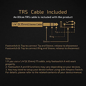 Hotone Dual Footswitch Pedal Momentary 2-Way Pedal Foot Switch Controller Ampero Switch 6.35 mm