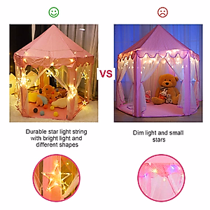 TOY Life Princess Castle Tents for Girls Princess Playhouse Tent with Lights Princess Tiara and Wand 55" x 53" Tents for Kids Princess Play Tent Indoor & Outdoor Games for Girls Birthday Gift