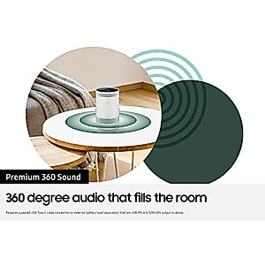 SAMSUNG 30”- 100” The Freestyle Smart Portable Projector, FHD, HDR, Indoor/Outdoor Home Use, Big Screen Experience, 360 Sound, SP-LSP3BLAXZA, 2022 Model (Renewed)