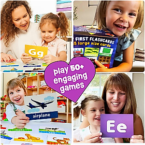 My First Baby Flash Cards for Toddlers 1-2 Years - 150 Big Toddler Flash Cards - 300 Sides - Educational Toys Gift for 1+ Year Old Boy Girl - Alphabet Number First Words Animal Color Shape Body Parts