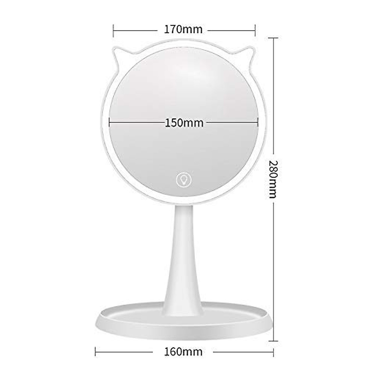 LIMEI-ZEN Makeup Mirror with Light, LED Lighted Vanity Mirror Mirrors Touch Screen Dimming Countertop Cosmetic Mirror USB with Lithium Battery Mirrors