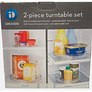 iDesign Linus Lazy Susan Turntable Organizer for Kitchen, Cupboard and Pantry Organization, Set of 2 – 9” D and 11” D, Clear Plastic