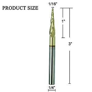 Jiiolioa Z41A3 CNC Router Bits Tapered Angle Ball Nose 1/4 inch Shank End Mill with ZRN Coated for 2D&3D Wood Carving Engraving