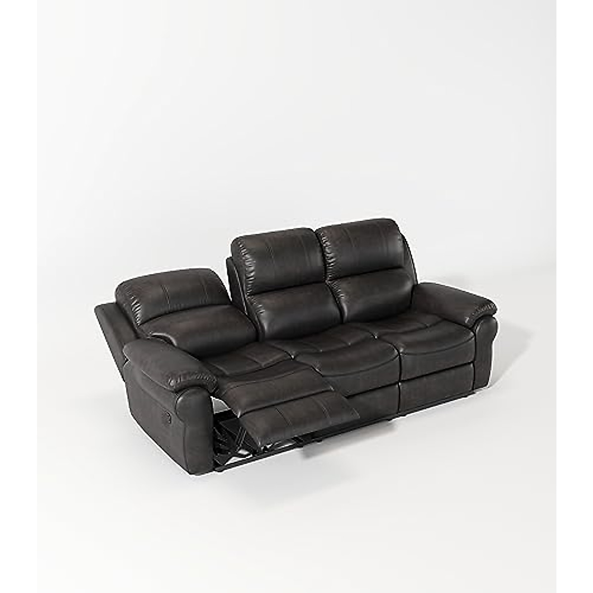 Breathable Leather Upholstered Power Motion Reclining 3 Seaters Sofa Couch W/USB Port, Wireless Charger,Stainless Steel Cupholders,Drop Down Table,2 Recliner Chaises and Magazine Bag for Living Room