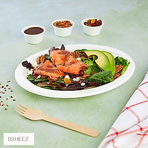 brheez Disposable Oval Paper Dinner Plates (25pk) Heavy Duty Better Than Paper Plates (10"x12.5") Natural, Compostable Disposable Platters, Large Oval Paper Plates-Heavy Duty