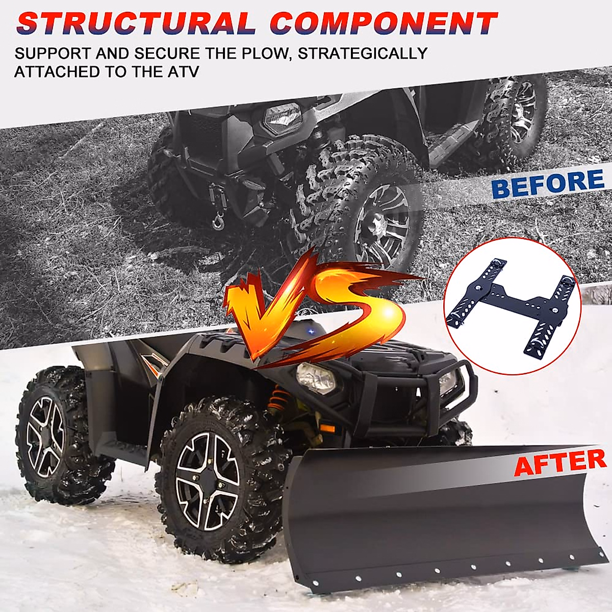 ELITEWILL Universal ATV Snow Plow Mount Bracket with Black Powder Coating Replace OEM #105745 & #10-5745