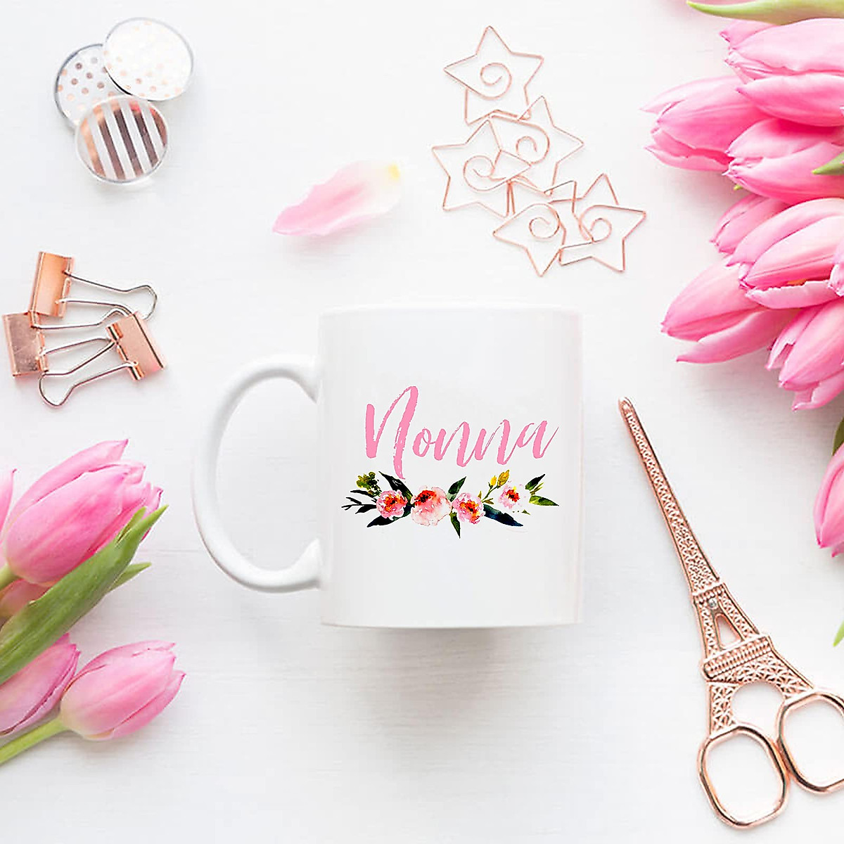 Hasdon-Hill Floral Nonna Coffee Mug, Mother's Day Gift for Italian Grandma, 11 oz White