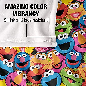 Sesame Street Character Head Collage Officially Licensed Silky Touch Super Soft Throw Blanket 36" x 58"