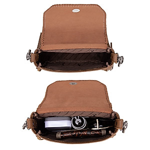 Montana West Western Small Purses for Women Crossbody Bag Fringe Purse Leather Women's Shoulder Handbags Tooled Aztec LSS-RLC-L166BR