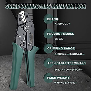 Solar PV Panel Crimping Tool Kit for AWG14-10 (2.5/4/6mm²); Includes a Pair of Solar Spanners and 4PCS Solar connectors; Portable Hand Tool Kit for Solar Installation