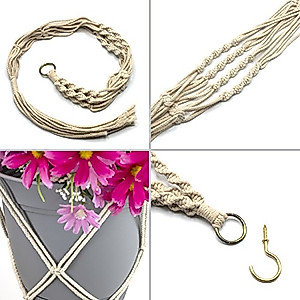 Sorbus Macrame Plant Hanger [4 Pack] Indoor Outdoor Hanging Plant Pots Cotton Rope, Elegant for Home, Patio, Garden