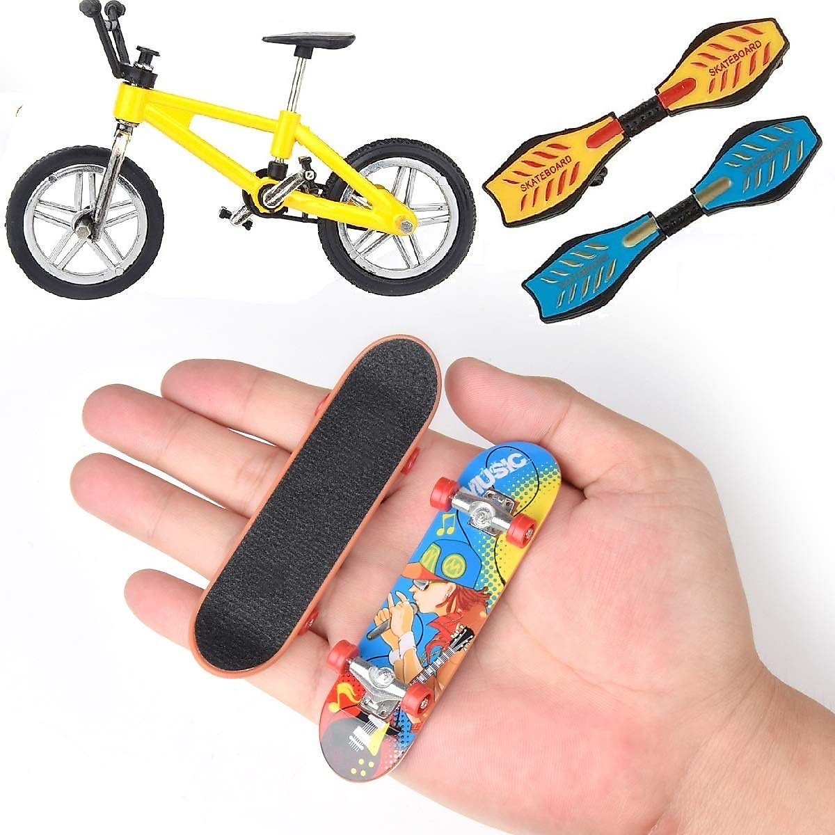 Yoeevi Mini Finger Sports Park Ramp Toys Set, Skateboards/Bikes/Swing Boards/Replacement Wheels and Tools with Ramp and Rail Park Stair Educational Finger Toy Set for Kids Party Favor