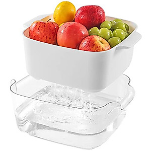 HNNJCK 8.2 Quart Kitchen Colanders Bowl Set, Fruit Vegetable Washing Basket, 2 in 1 Food Fruit Strainers, Large Plastic Double Layered Strainer Basket for Pasta, Spaghetti, Berry, Salads, BPA Free