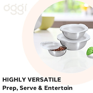 Oggi Set of 3 Stainless Steel Pinch Bowls - Mini 2oz/4oz/8oz Sizes, With Lids - Ideal for Food Prep, Salt and Pepper Bowls, Dip Bowls, Condiment Bowls, Assorted Colors
