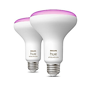 Philips Hue White & Color Ambiance BR30 LED Smart Bulbs, 16 Million Colors (Hue Hub Required), Compatible with Alexa, Google Assistant, and Apple HomeKit, New Version, 2 Bulbs (578096)
