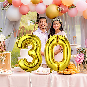 AIEX Gold Number Balloons 28 Inch, Inflatable Large Foil Balloon Number Balloons for Birthday Party Graduation Decorations (5)