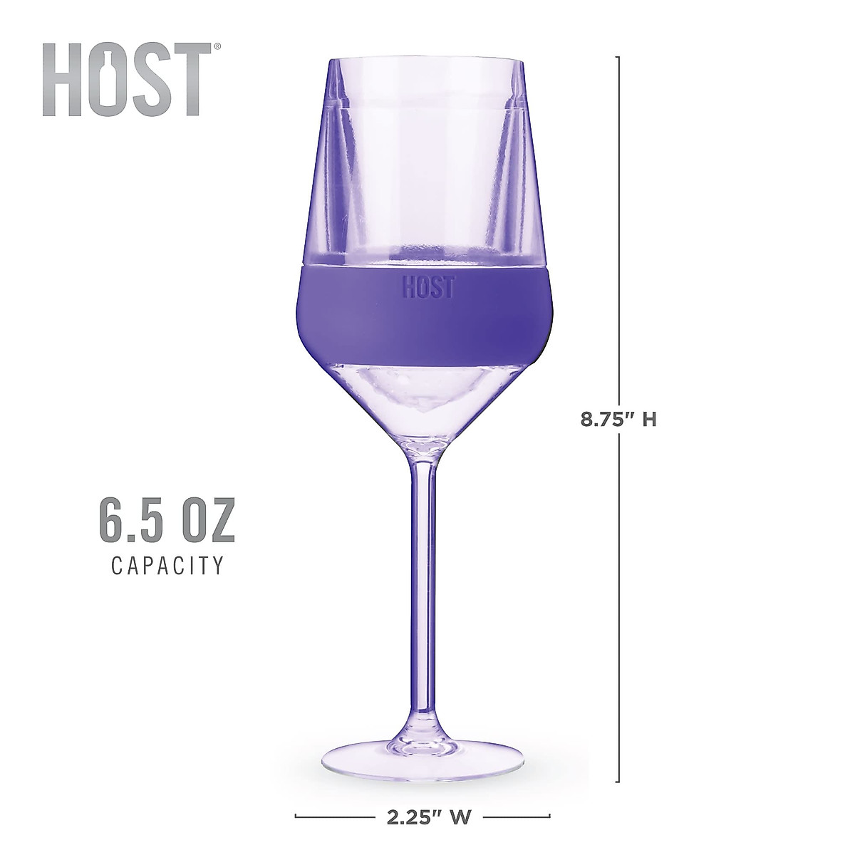 Host Wine Freeze Double-Walled Stemmed Wine Glasses Cooling Cups with Active Cooling Gel and Insulated Silicone Grip, 6.5 Oz Plastic, Tinted, Set of 4