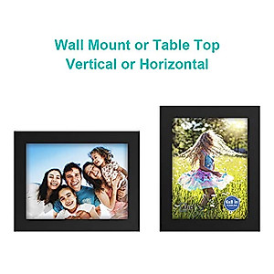 RPJC 6x8 inch Picture Frame Made of Solid Wood and High Definition Glass Display Pictures for Table Top Display and Wall Mounting Photo Frame Black
