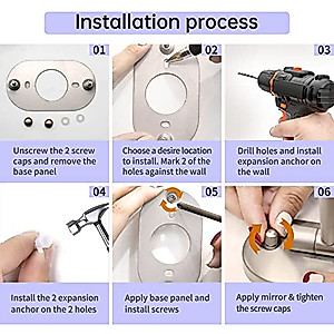 Rechargeable Wall Mounted Lighted Makeup Vanity Mirror, Double Sided 1X/7X Magnifying Mirror, 3 Color Lighting Option Dimmable, 360 Rotation Extension Foldable Arm, Oval Frame Shaving Light up Mirror