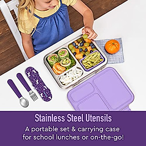 Bentgo® Kids Stainless Steel Utensil Set - Reusable Fork, Spoon & Storage Case - High-Grade BPA-Free Stainless Steel, Easy-Grip Handles, Dishwasher Safe for School Lunch, Travel & Outdoors (Unicorn)