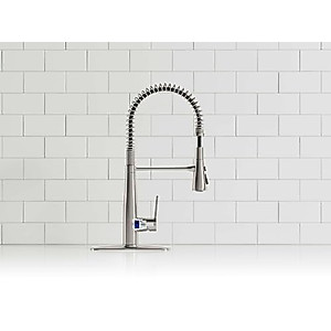 KOHLER K-REC22745-SD-2MB Semi-Professional Kitchen Faucet with Soap Dispenser, Vibrant Brushed Moderne Brass