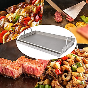 Griddle for Gas Grill, Metal Flat Top Griddle Insert for Outdoor Gas Grill, 25" x16" Cooking Skillet Plate Pan Teppanyaki for Charcoal/Electric Grills Fits Camping Outdoor Tailgating Parties Grilling