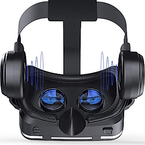 VRSHINECON VR Glasses - Virtual Reality Glasses 3D with Adjustable Headphones Supporting 4.7-6.0" Phone Holders (Color : Black)