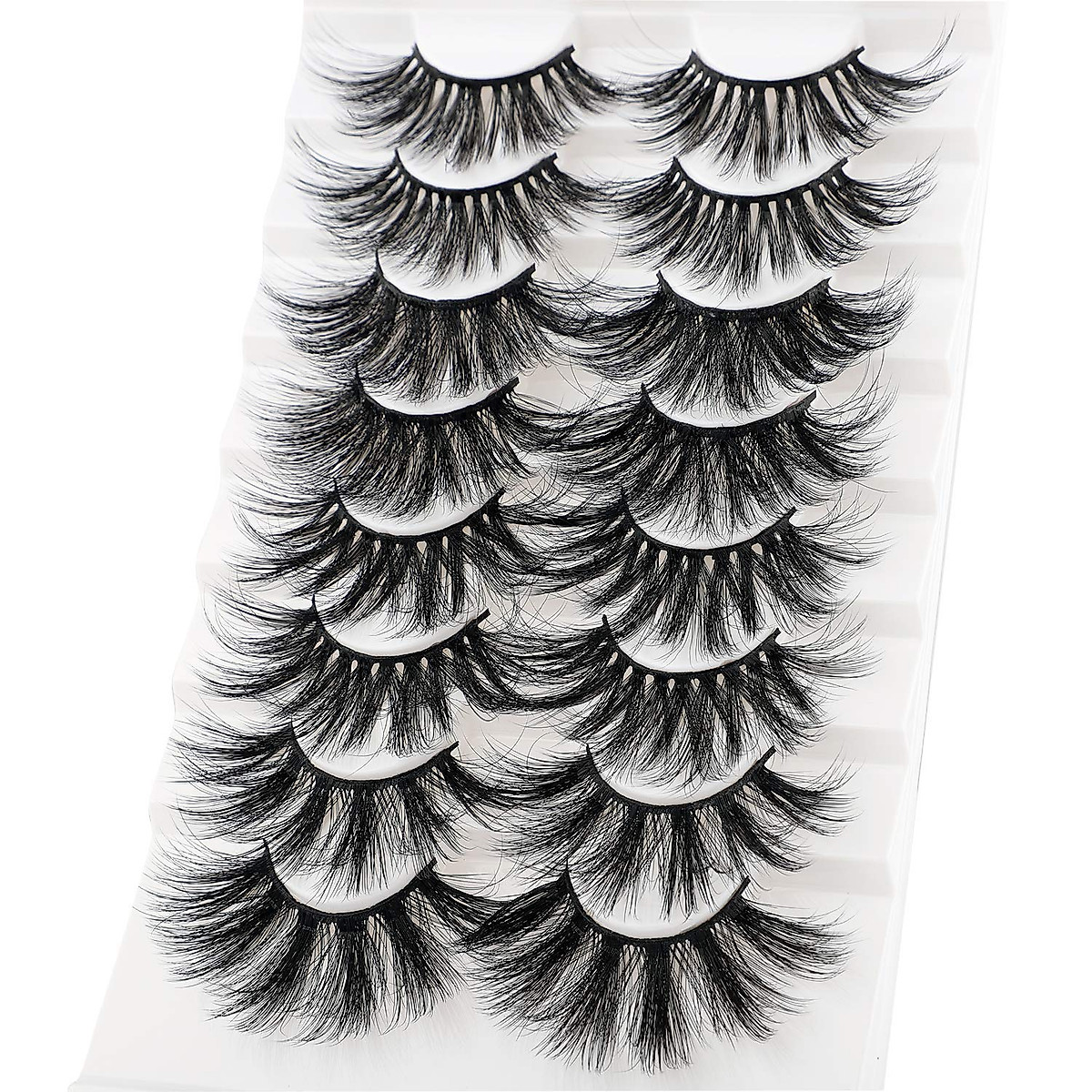 Mink Eyelashes 25mm Lashes Pack HeyAlice Fluffy 8 Pairs 4 Styles Mixed Eyelashes Long Strip Thick Volume Fake Lashes