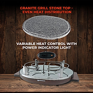 Swissmar 8-Person Raclette Party Grill with Granite Stone Top & Faux Wood Base - Electric Indoor Grill for Versatile Cooking - Includes Raclette Dishes & Spatulas, Ideal for Entertaining & Gifting