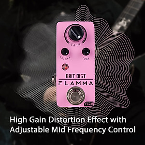 FLAMMA FC20 Distortion Pedal Electric Guitar Pedal High Gain Distortion Effect with Adjustable Mid Frequency Control True Bypass