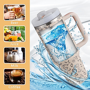 cenivi 40 Oz Tumbler With Handle And Straw, Stainless Steel Tumbler With Lid And Straw Vacuum Insulated Travel Mug 2-In-1 Lid (Straw/Flip) Cup For Hot Cold Beverages,Car,Home,Office, Dishwasher Safe