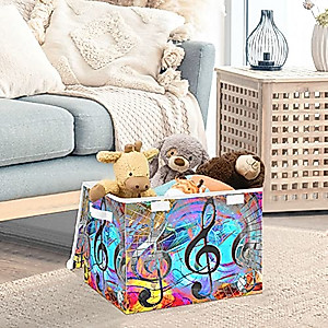 Music Notes Storage Bins with Lids Collapsible Storage Box Basket with Lid Closet Organizer Containers Storage Bins for Clothes for Nursery Baby Clothes Closets