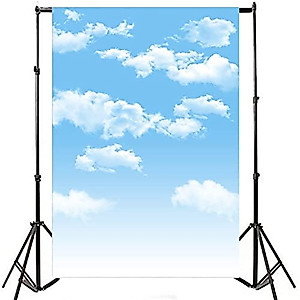 AOFOTO 3x5ft Blue Sky Backdrops White Clouds Photo Shoot Background Photography Studio Props Digital Video Drop Baby Infant Kid Newborn Toddler Artistic Portrait