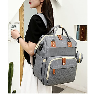 3 in 1 Diaper Bag Backpack with Changing Pad Large Capacity Portable Portable Foldable Mommy Bag Waterproof Newborn Baby Shower Gifts Travel Backpack Stroller Straps（Grey）