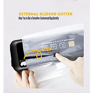 2023 Model B Megawise Powerful & Compact Vacuum Sealer Machine One-Touch Automatic Food Sealer 4 Food Types (Cold Wet Moist Dry) & 3 Bag types (Thick Medium Thin）OMNI MACHINE (Black)