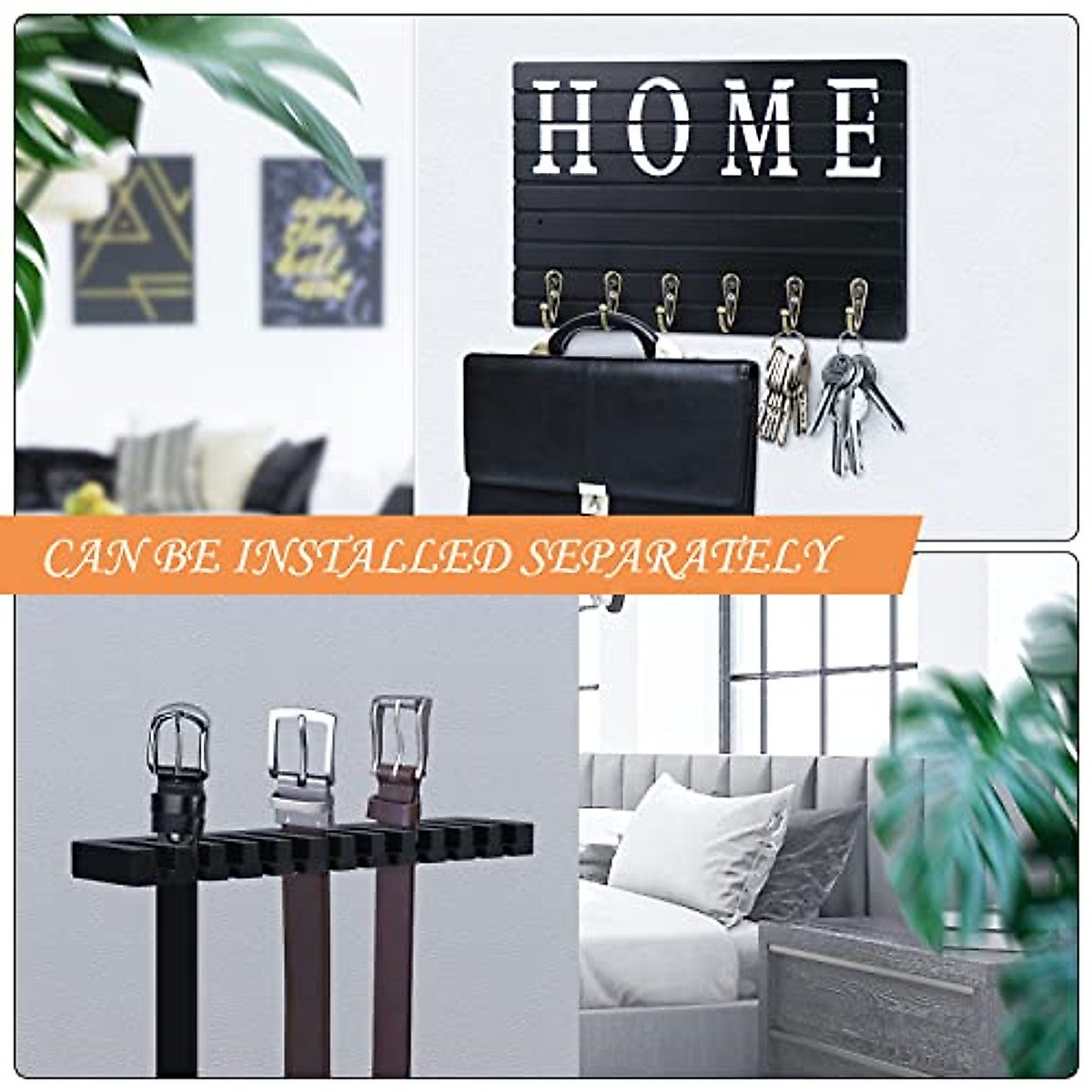 FTUREERA Belt Hanger, Belt Organizer with Hooks Wall Mount, Belt Holder Rack for Men/Women Closet