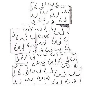 CENTRAL 23 Wrapping Paper for Women - Doodle Boob Print - 6 Sheets of Gift Wrap With Tags - Black and White - Birthday Wrapping Paper - Bridal Shower - Valentines - Minimalist - Recyclable