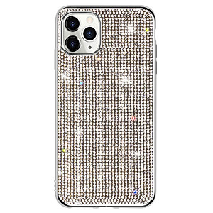 LUVI Fusicase for iPhone 11 Diamond Case Cute Bling Glitter Rhinestone Crystal Shiny Sparkle Protective Cover with Electroplate Plating Bumper Luxury Fashion Case for iPhone 11 Silver